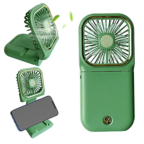 YOOBRNZ Stroller Fan Mini Portable Fan USB Personal Neck Fan Rechargeable Electric Bladeless Handheld Air Conditioning Power Bank for Stroller Travel (Green)