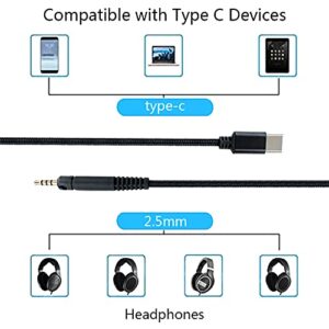 Meijunter Replacement Headphones Cable Compatible with Sennheiser HD518 HD558 HD598 HD599 HD579 - Type-C to 2.5mm Interface Audio Adapter