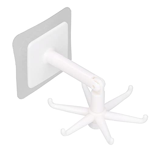 Yosoo Wall Hooks, NoPunch Adhesive Hooks with 6Claw Unique Shape Rotatable Storage Holder for Kitchen Bathroom Living Room(White)