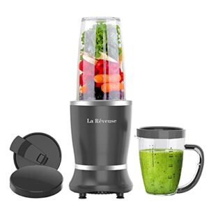 la reveuse personal size blender 250 watts power for shakes smoothies seasonings sauces with 1 piece 15 oz cup,1 piece 10 oz mug,bpa free (black)