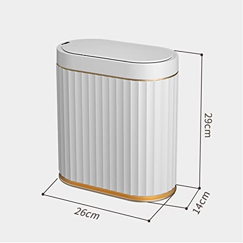 Touchless Automatic Sensor Smart Trash Can Garbage Can Wasterbasket Bin 2Gallon for Bathroom Kitchen Living Room Bedroom Office (White Gold)