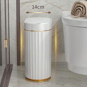 Touchless Automatic Sensor Smart Trash Can Garbage Can Wasterbasket Bin 2Gallon for Bathroom Kitchen Living Room Bedroom Office (White Gold)