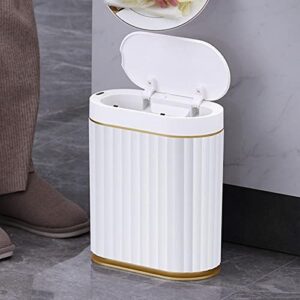 Touchless Automatic Sensor Smart Trash Can Garbage Can Wasterbasket Bin 2Gallon for Bathroom Kitchen Living Room Bedroom Office (White Gold)