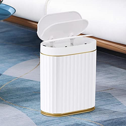 Touchless Automatic Sensor Smart Trash Can Garbage Can Wasterbasket Bin 2Gallon for Bathroom Kitchen Living Room Bedroom Office (White Gold)