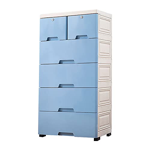 6 Drawer Plastic Dresser Pink/Blue Storage Stand Tower Closet Organizer Units for Home Office Bedroom Modern and Beautiful Look Shelf 19.7x13.8x40.1" (Blue)