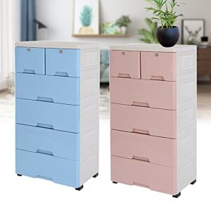 6 Drawer Plastic Dresser Pink/Blue Storage Stand Tower Closet Organizer Units for Home Office Bedroom Modern and Beautiful Look Shelf 19.7x13.8x40.1" (Blue)