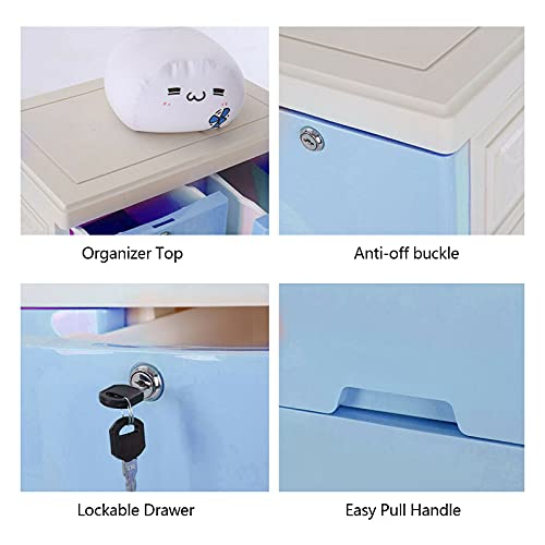 6 Drawer Plastic Dresser Pink/Blue Storage Stand Tower Closet Organizer Units for Home Office Bedroom Modern and Beautiful Look Shelf 19.7x13.8x40.1" (Blue)