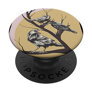 raven crow aesthetic bird flock retro popsockets swappable popgrip