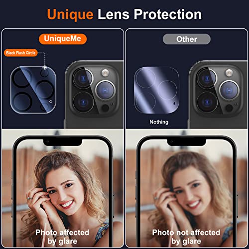 UniqueMe [3 Pack for iPhone 13 Pro/iPhone 13 Pro Max Camera Lens Protector, Tempered Glass [Case Friendly][New version][Scratch-Resistant][Easy Installation] - Clear