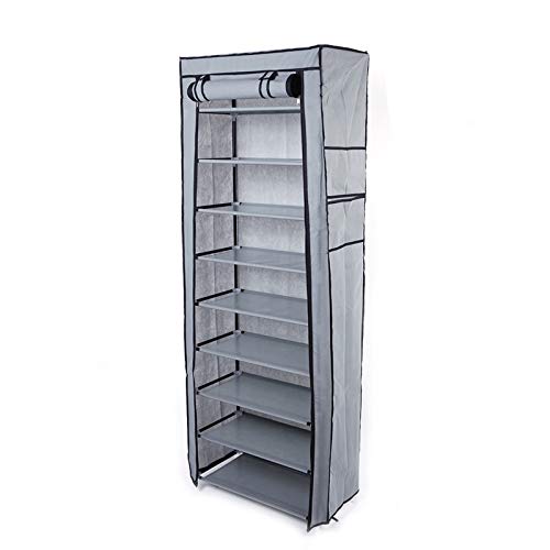 Ochine 10 Tier Shoe Rack Storage Organizer Non-Woven Fabric Cover Shoe Rack Cabinet Portable Single Row Shoe Rack Shelf Cabinet Tower with Dustproof Cover for Closet Entryway Hallway