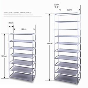 Ochine 10 Tier Shoe Rack Storage Organizer Non-Woven Fabric Cover Shoe Rack Cabinet Portable Single Row Shoe Rack Shelf Cabinet Tower with Dustproof Cover for Closet Entryway Hallway