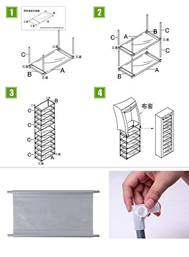 Ochine 10 Tier Shoe Rack Storage Organizer Non-Woven Fabric Cover Shoe Rack Cabinet Portable Single Row Shoe Rack Shelf Cabinet Tower with Dustproof Cover for Closet Entryway Hallway