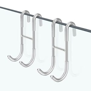 brynnl 2 pack shower door hooks, towel hooks for bathroom frameless glass shower door, shower squeegee hooks, silver