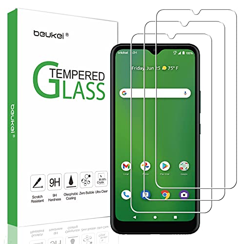 beukei (3 Pack) Screen Protector Tempered Glass Compatible for Cricket Ovation 2 and AT&T Maestro Max (2021), (6.82 inch), Touch Sensitive,Case Friendly, 9H Hardness