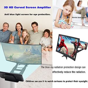 12" HD Screen Magnifier for Cell Phone, Honttevis 3D Curved Screen Phone Magnifier for Videos, Movies and Gaming, Foldable Phone Magnifying Screen Works with iPhone/Android Smart Phone Devices.