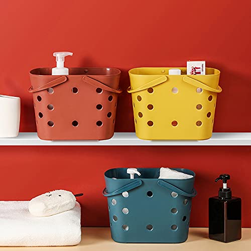 Eishi Shower Caddy Basket Snacks Tote with Handle Bath Organizer Bin Toiletry Bag Bin Box Storage Bin for Bathroom Dorm Room College Dorm Pantry Kitchen, Yellow