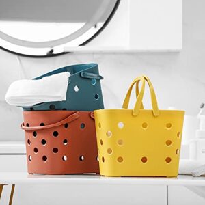 Eishi Shower Caddy Basket Snacks Tote with Handle Bath Organizer Bin Toiletry Bag Bin Box Storage Bin for Bathroom Dorm Room College Dorm Pantry Kitchen, Yellow