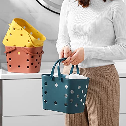 Eishi Shower Caddy Basket Snacks Tote with Handle Bath Organizer Bin Toiletry Bag Bin Box Storage Bin for Bathroom Dorm Room College Dorm Pantry Kitchen, Yellow