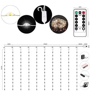 MUSUNIA Curtain Lights for Bedroom Wall Lights for Bedroom 300 LED Hanging Lights for Bedroom with 8 Lighting Modes, led Fairy Lights Indoor/Outdoor Decoration (Warm White)