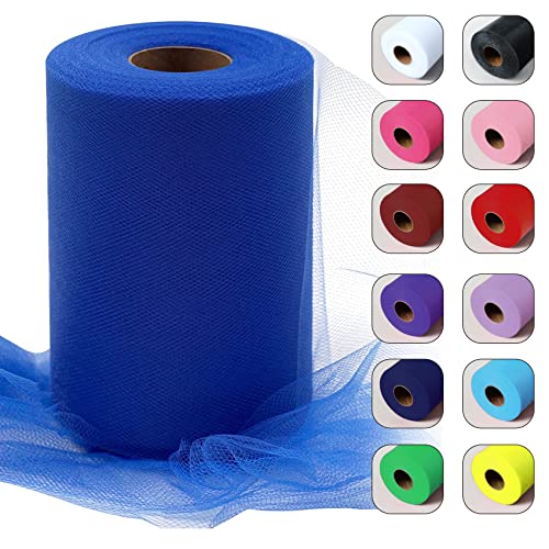 Royal Blue Tulle Fabric, 6" x 100 Yards Tulle Roll for Tutu Wedding Decoration DIY Crafts Gift Wrapping Party Backdrop Baby Shower Table Skirt