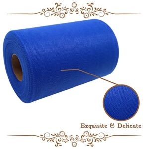 Royal Blue Tulle Fabric, 6" x 100 Yards Tulle Roll for Tutu Wedding Decoration DIY Crafts Gift Wrapping Party Backdrop Baby Shower Table Skirt