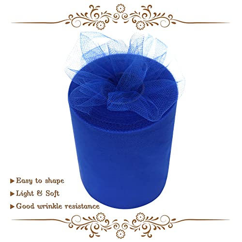 Royal Blue Tulle Fabric, 6" x 100 Yards Tulle Roll for Tutu Wedding Decoration DIY Crafts Gift Wrapping Party Backdrop Baby Shower Table Skirt