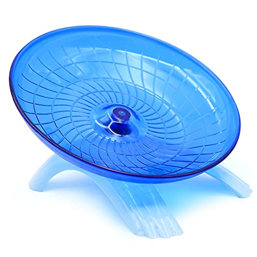 Hamster Flying Saucer Silent Running Exercise Wheel for Syrian Rat Gerbils Mice Chinchilla Guinea Pig Small Animals (Blue)