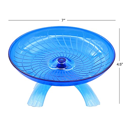 Hamster Flying Saucer Silent Running Exercise Wheel for Syrian Rat Gerbils Mice Chinchilla Guinea Pig Small Animals (Blue)