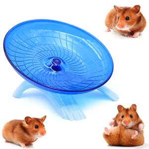 Hamster Flying Saucer Silent Running Exercise Wheel for Syrian Rat Gerbils Mice Chinchilla Guinea Pig Small Animals (Blue)