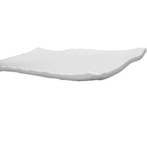 Wave Design Indented White Melamine Rectangular Serving Platter, Neutral Hors D'oeuvre and Charcuterie Platters Kitchenware and Wedding Shower Gifts, 8.25 Inches