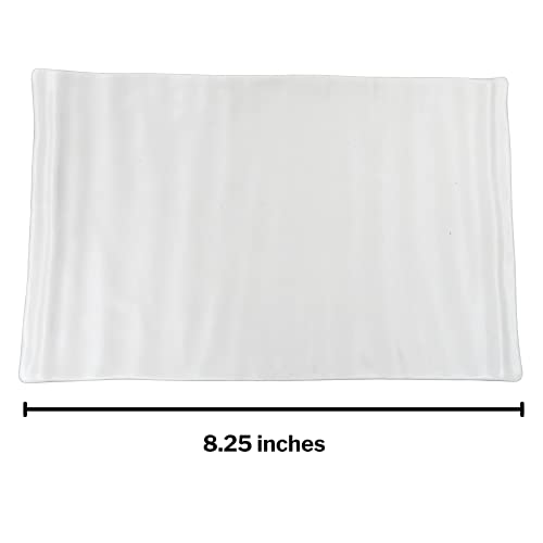 Wave Design Indented White Melamine Rectangular Serving Platter, Neutral Hors D'oeuvre and Charcuterie Platters Kitchenware and Wedding Shower Gifts, 8.25 Inches