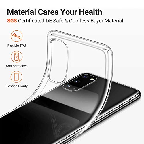 HHUAN Case for Oukitel C21 Pro (6.39 Inch) with Tempered Glass Screen Protector, Clear Soft Silicone Protective Cover Bumper Shockproof Phone Case for Oukitel C21 Pro - YB43