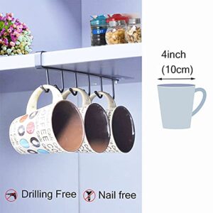 SHBaizoy 2pcs Utensil Racks Under Cabinet,Nail Free Adhesive Kitchen Utensils Hanging Hooks for Kitchen Utensils/Tools/Pot/Towel/Knife/Ties Belts/Scarf/Keys Storage/Cups(Black)