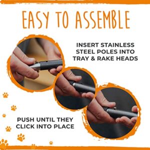 Mighty Paw Dog Pooper Scooper | Large Heavy Duty Tray & Rake Set. Long Adjustable Metal Poles for Comfortable Pet Poop, Waste & Yard Debris Pickup. Easily Scoop on Grass, Sand, Gravel Or Concrete