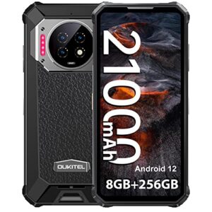 oukitel wp19 rugged smartphone unlocked, 21000mah battery 8gb 256gb android 12 cell phone, 64mp camera 20mp night vision, 6.78" fhd+ rugged phone, waterproof mobile phone unlocked 4g dual sim otg nfc