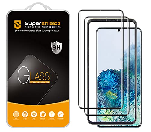 Supershieldz (2 Pack) Designed for Samsung Galaxy S20 5G / Galaxy S20 5G UW Tempered Glass Screen Protector with (Easy Installation Tray), (3D Curved Glass) Anti Scratch, Bubble Free (Black)