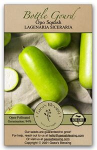 gaea's blessing seeds - bottle gourd seeds - opo squash - non-gmo seeds with easy to follow planting instructions - nam tao yao heirloom 94% germination rate