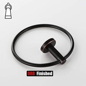 JQK Towel Ring Oil Rubbed Bronze, Stainless Steel Hand Towel Holder for Bathroom, ORB Wall Mount, TR130-ORB