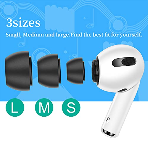 Pious Premium Memory Foam Tips for AirPods Pro, No Silicone Ear Tip Pain, Fit in The Charging Case, Noise-Reducing in-Ear Ear Caps Accessories, 3 Pairs (Assorted Sizes S/M/L), Black