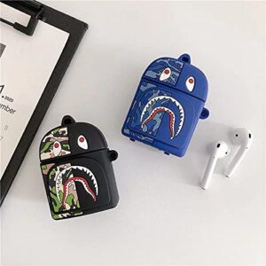 Bolod Designer Cases Made of Silicone for Airpods 1&2, Protective Cartoon Fashion Cases (Airpods 2&1, Black & Blue)