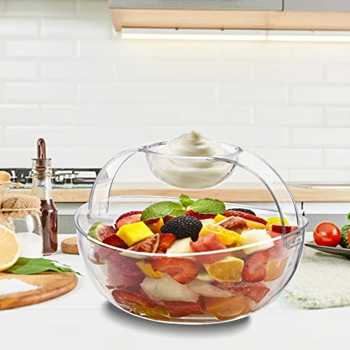 ZENFUN Acrylic Chip and Dip Bowls Set, 2 Tiers Detachable Clip-on Dipping Bowl Appetizer Serving Dishes for Salad, Chips, Dips, Fruit, Veggies, Unique Design