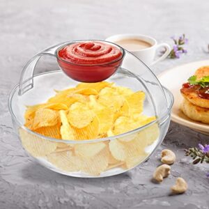 ZENFUN Acrylic Chip and Dip Bowls Set, 2 Tiers Detachable Clip-on Dipping Bowl Appetizer Serving Dishes for Salad, Chips, Dips, Fruit, Veggies, Unique Design