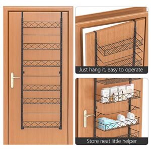 Auledio Over The Door Pantry Rack, Adjustable 6 Baskets Closet Organizer Hanging Spice Space Saver,Black