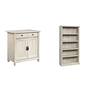 sauder edge water utility stand - chalked chestnut finish & select collection 5-shelf bookcase, chalked chestnut finish