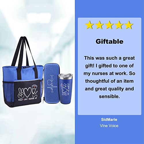 Abctec Nurse Graduation Gift Ideas, 3-piece nursing graduation gifts - lpn gifts for nurses, nurse graduation gift- Zippered Nurse Tote Bag, Stethoscope Case & Tumbler