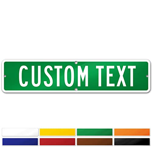 Street Sign, Custom Road Signs, 8 Colors, Single/Duplicate Sign Option, Reflective/Non Reflective, Screws Option, 4x18 Inch, Thick Rust-Free AlumaBond, (Classic) Made in USA By My Sign Center