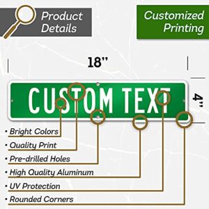 Street Sign, Custom Road Signs, 8 Colors, Single/Duplicate Sign Option, Reflective/Non Reflective, Screws Option, 4x18 Inch, Thick Rust-Free AlumaBond, (Classic) Made in USA By My Sign Center