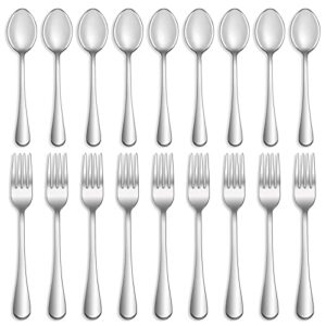 16 pcs forks and spoons silverware set,food grade stainless steel flatware cutlery set for home,kitchen and restaurant,mirror polished,dishwasher safe - 8 dinner fork(8 inch) and 8 teaspoon(6.5 inch)