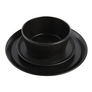 Gibson Soho Lounge Sofia Coupe Stoneware Dinnerware Set, Service for 4 (12pcs), Black