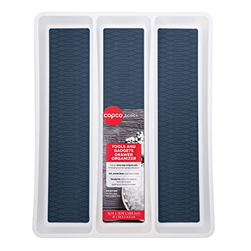 Copco Basics 3 Compartment Drawer Organizer, Steel Blue